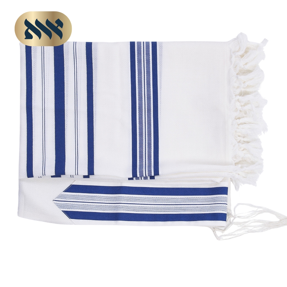 Premium Melange Tallit Blue | Fine Wool & Elegant Design | Tefillin Aliya