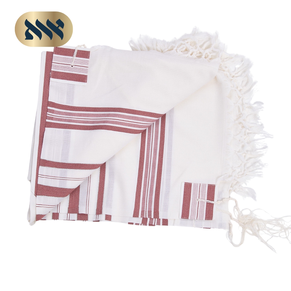 Premium Melange Tallit Burgundy | Fine Wool & Classic Look | Tefillin Aliya