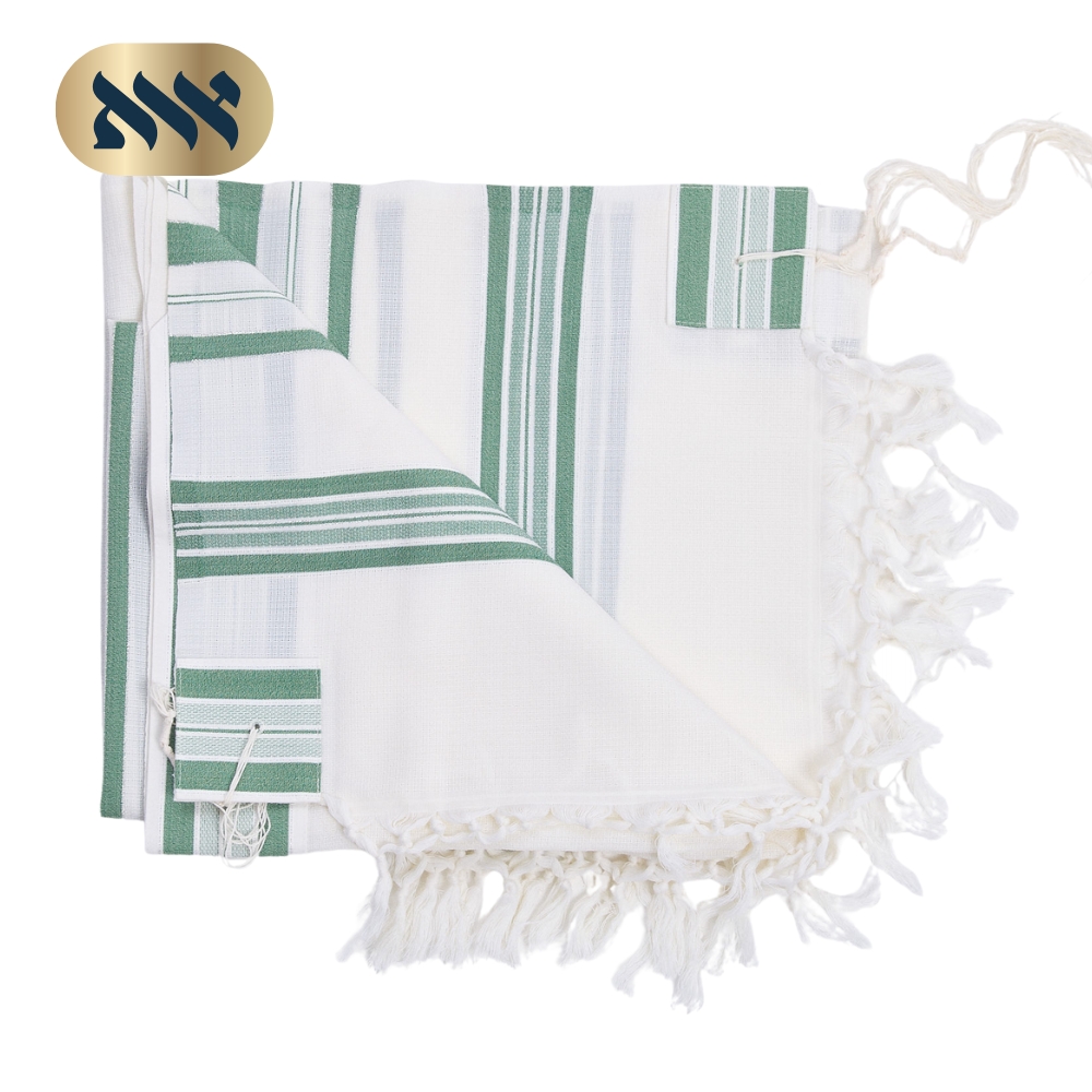 Premium Melange Tallit Mint Green | Elegant & Refined Look | Tefillin Aliya